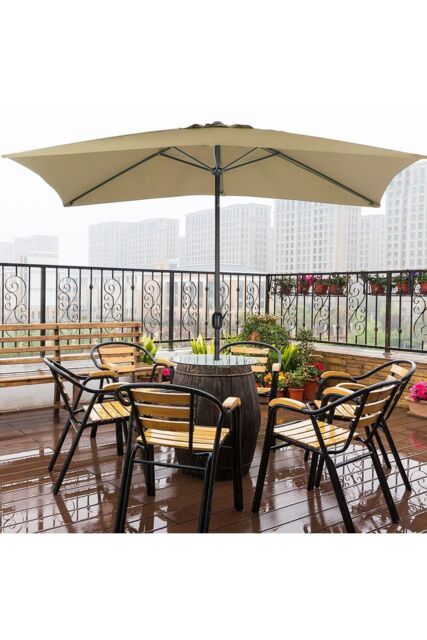 3m W x 2m D Waterproof Rectangular Parasol for Outdoor with Cross Base ...