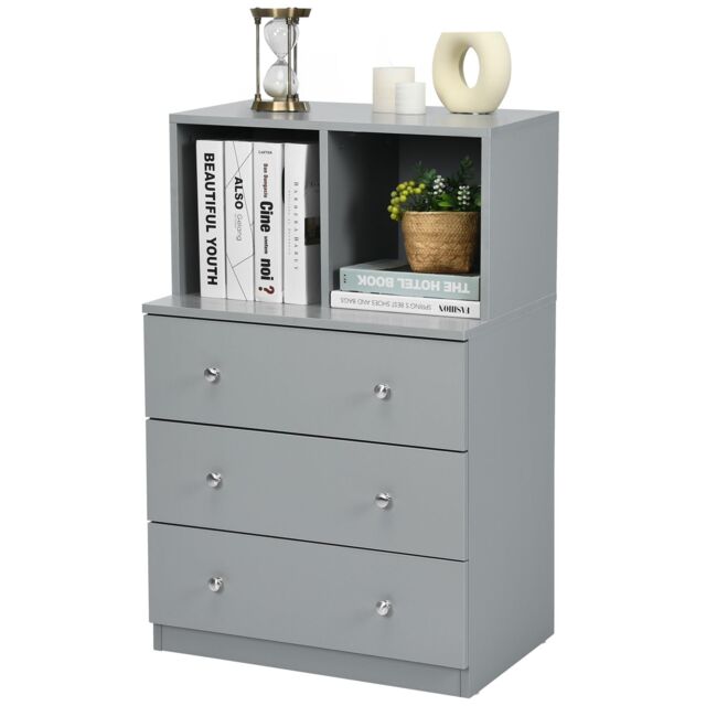 Gymax 3-Drawer Chest of Drawers With 2 Cubbies Storage Dresser ...
