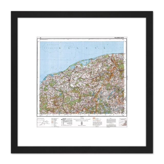 Map 1933 Polish Military Wejherowo Slupsk Area Poland 8X8 Inch Square ...