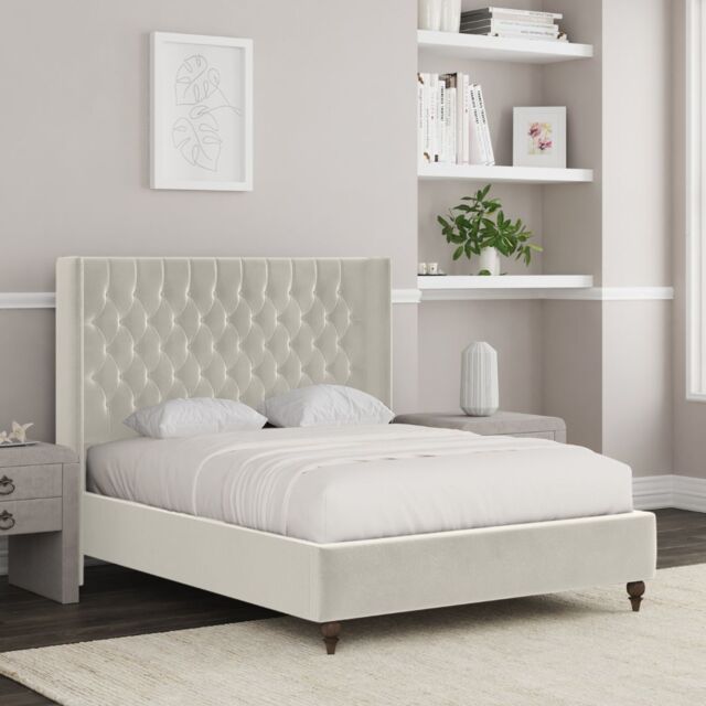 Manhattan Upholstered Bed Frame Wing Chesterfield Headboard by ...