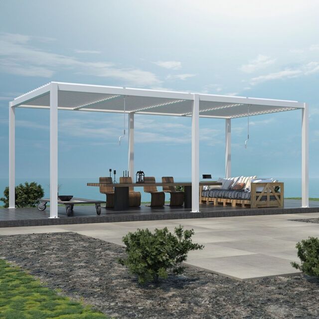 Deluxe White Veranda with Louvered Shutter Roof 6m x 3m by Debenhams ...