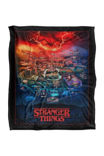 Stranger Things Hawkins Map Poster Super Soft Throw Blanket 152x127 Cm ...