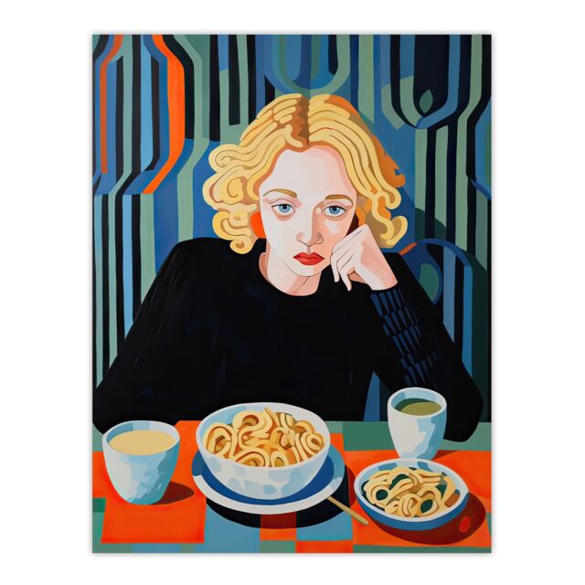 "Artery8 Wall Art Print Dinner For One Colourful Oil Painting Portrait ...