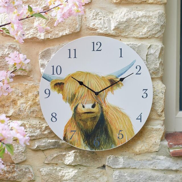 Highland Cow Indoor or Outdoor Garden Quartz Wall Clock - 30cm Dia by ...