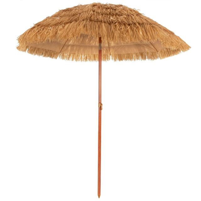 180CM Thatched Tiki Beach Umbrella Tilt Hawaiian Patio Portable Parasol ...