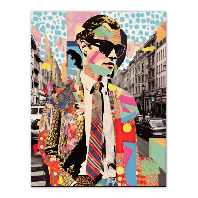 Wall Art Print All About Patterns Paris Collage Artwork City Fashion Advert Man Suit Portrait ...
