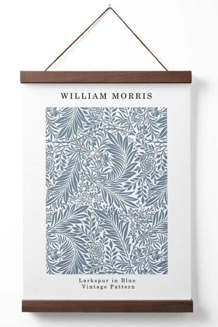 William Morris Larkspur in Blue Poster with Walnut Hanger by Debenhams ...