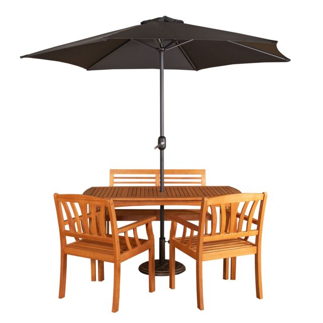 4 Person Rectangular Wooden Garden Table & Chairs Furniture Set by ...