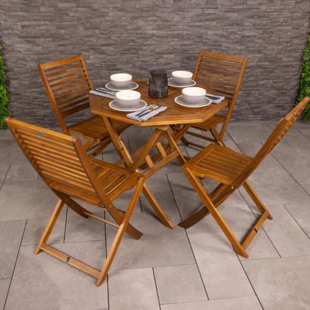 Acacia Wooden Octagonal Table & Chairs 5pc Set by Debenhams | ufurnish.com