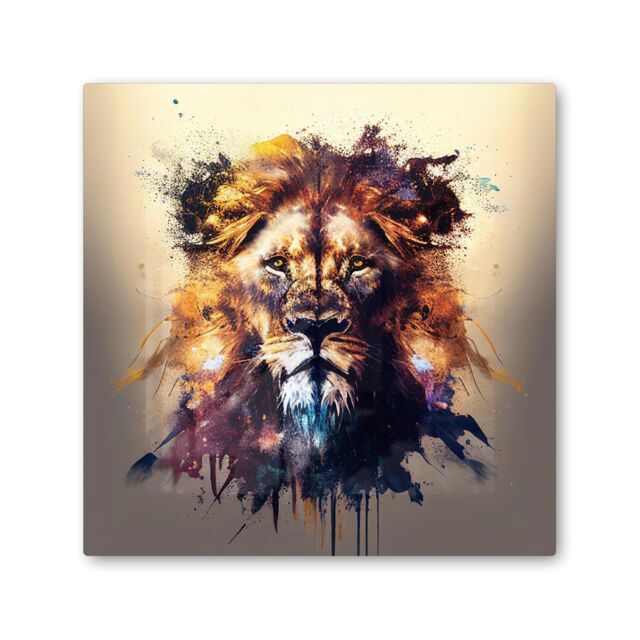 Majestic Lion Face Splashart HD Metal Print by Debenhams | ufurnish.com