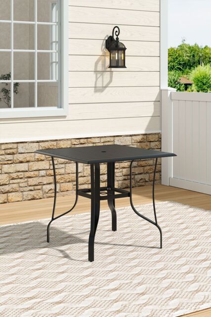 Living and Home Square Garden Metal Slatted Coffee Table in Black by ...