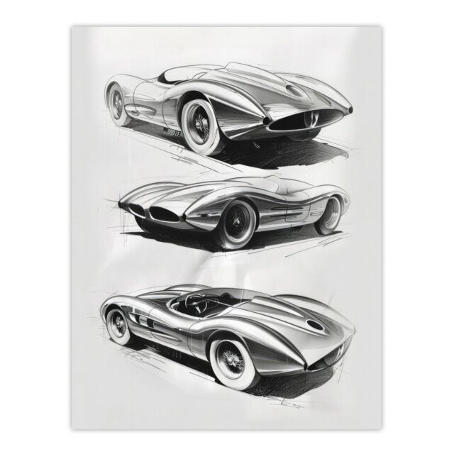 Wall Art Print Sports Car Pencil Sketch Design Poster by Debenhams ...