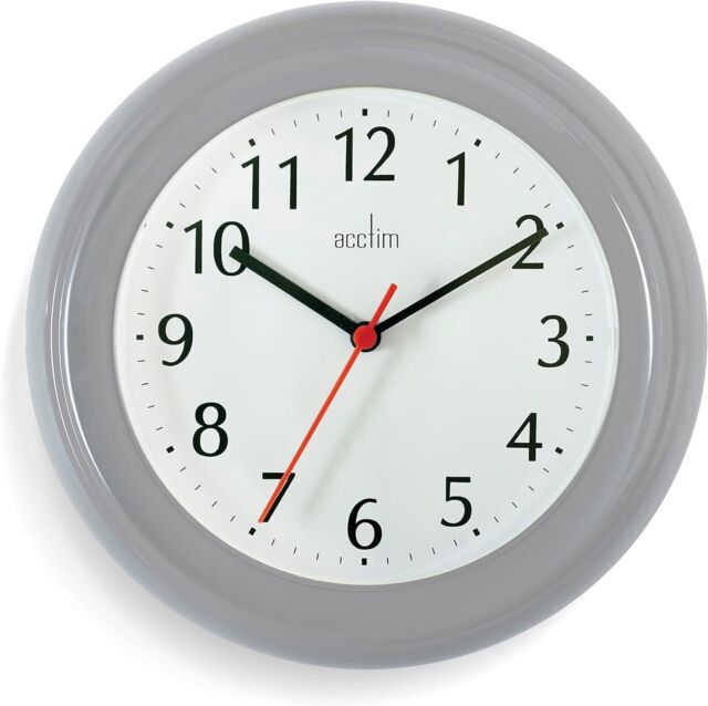 Acctim Wycombe Kitchen Wall Clock Quartz Arabic Numerals 22cm in Grey ...