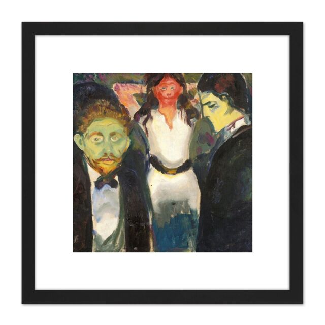 Edvard Munch Jealousy Painting 8X8 Inch Square Wooden Framed Wall Art ...