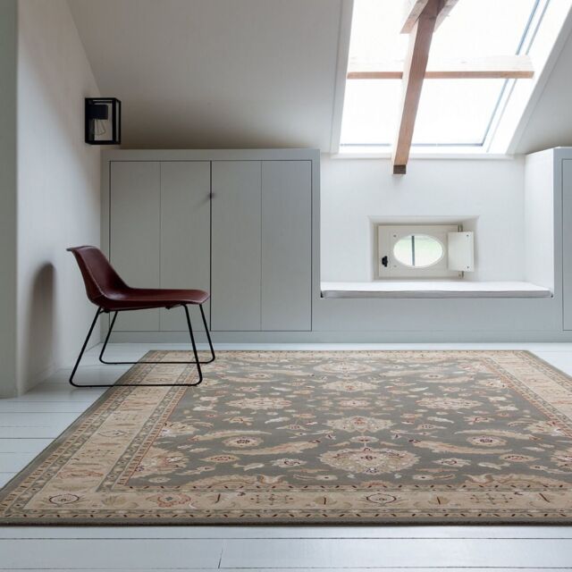 Green Border Floral Traditional Easy To Clean Green Area Rug by ...