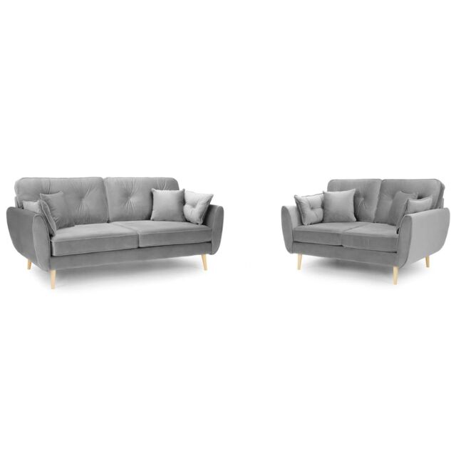 Zinc Sofa Velvet Upholstered Modern 3 Seater And 2 Seater Set by ...