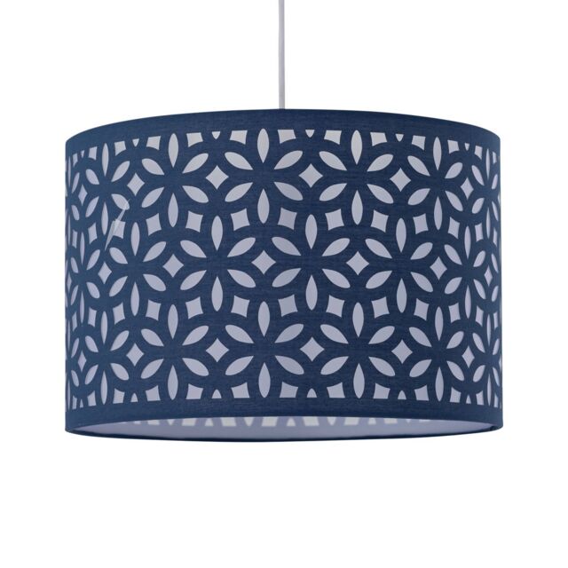 First Choice Lighting Navy Blue Laser Cut 25cm Pendant Lightshade by ...
