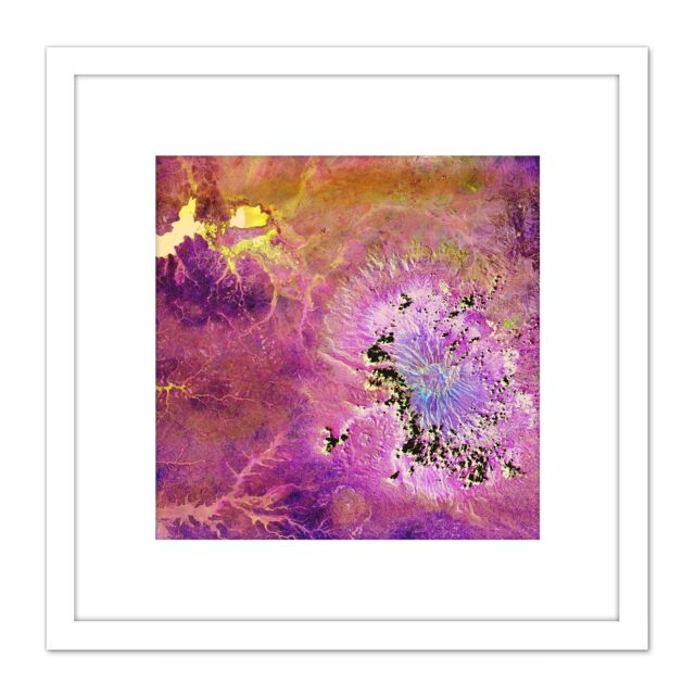 Abstract Space Planet Surface Bright 8X8 Inch Square Wooden Framed Wall ...