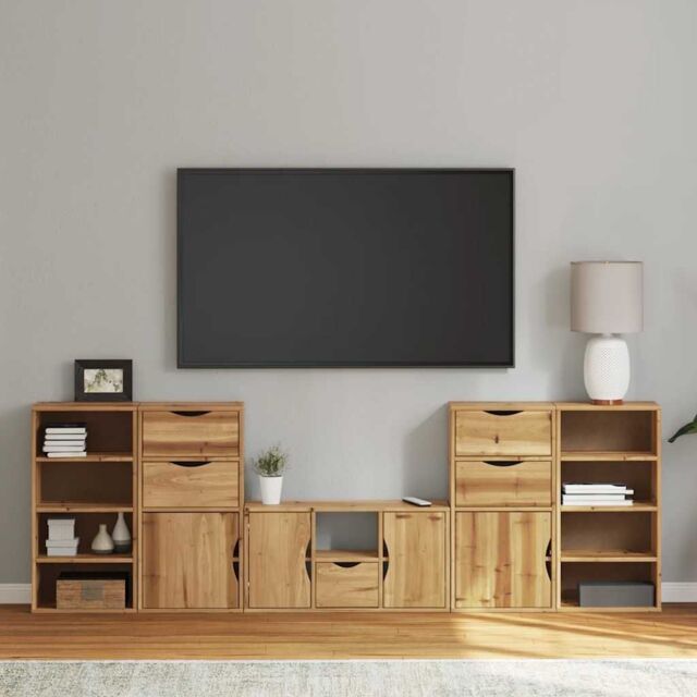 Berkfield Home 5 Piece TV Units with Storage ODDA Solid Wood Pine in ...