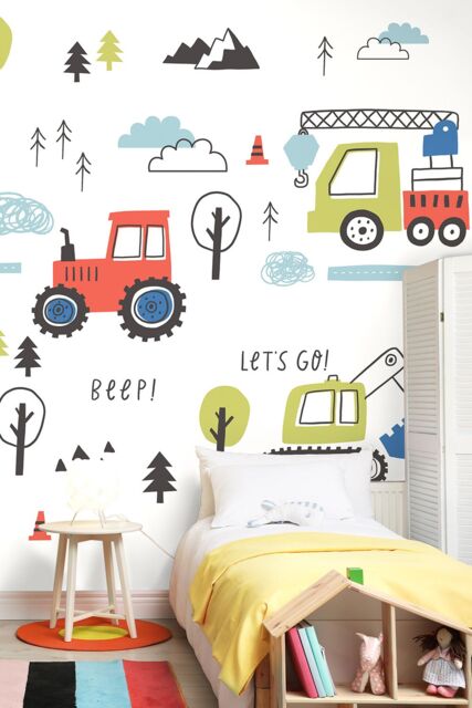 Origin Murals Tractors & Diggers Wall Mural in Red - Size: W300 cm x ...