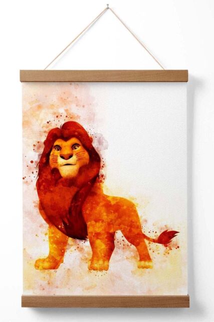 Simba Watercolour Lion King Framed Print SIZE: A4 with Oak Frame by ...