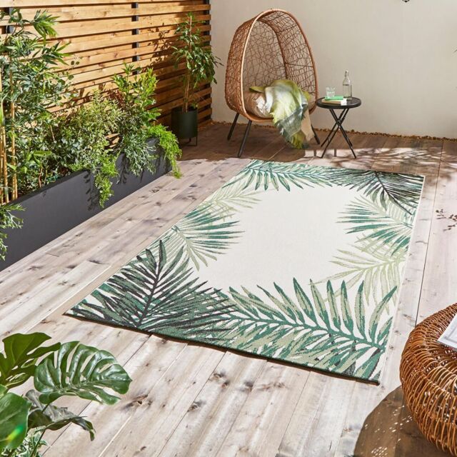 Green Modern Polypropylene Nature Print Outdoor Easy To Clean Rug by ...