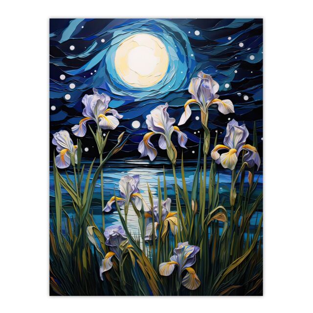 "Artery8 Wall Art Print Ethereal Iris Flower Blooms Fantasy Lake Full ...