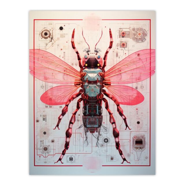 Wall Art Print Red Spy Flycam Robot Hybrid Secret Military Schematic ...