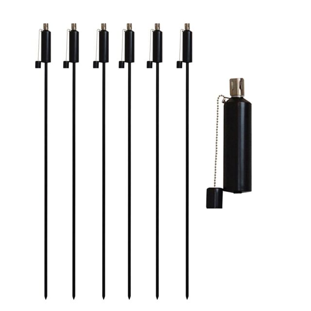 Harbour Housewares 6x Outdoor Flame Torches - Cylinder Metal Garden ...
