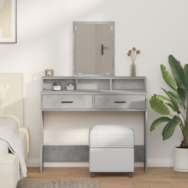 Berkfield Home Dressing Table with Drawers - Concrete Grey, 100x41x140 ...