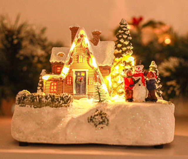 Christmas scene Traditional Festive Village Scene Light Up Christmas ...