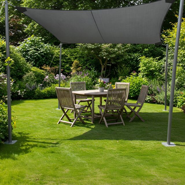 5m x 4m Rectangle Pro Waterproof Garden Sail Shade Canopy UV Block by ...