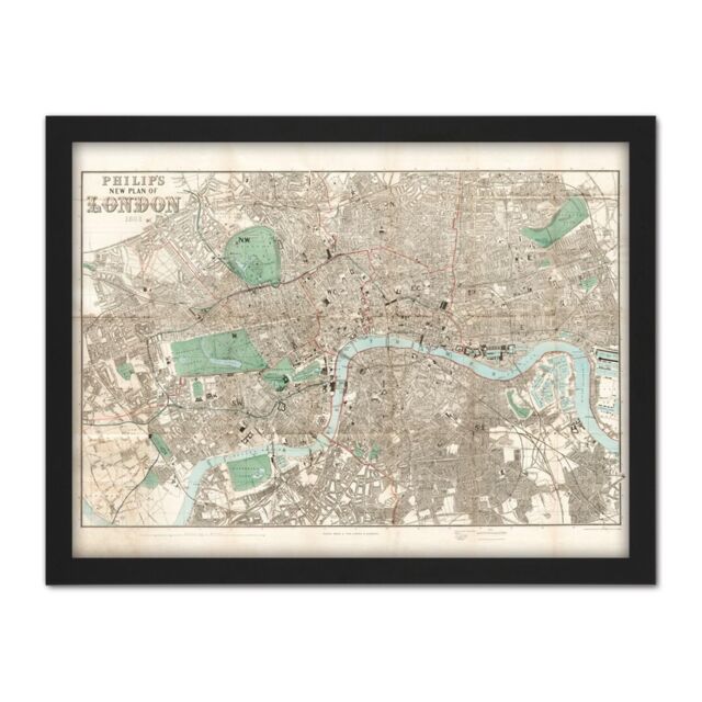 Wall Art Print Map Philip 1881 London City England Plan Chart Large ...