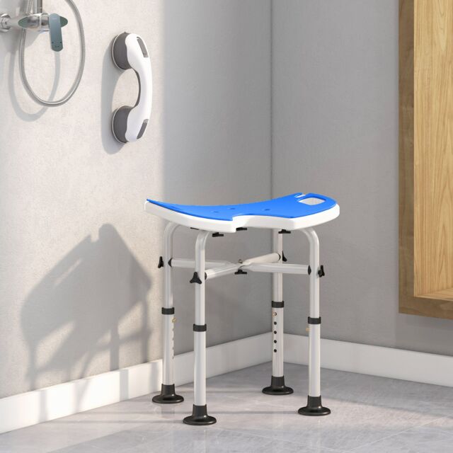 HOMCOM Aluminium Shower Stool for Elderly Disabled Non-Slip Bath Stool ...