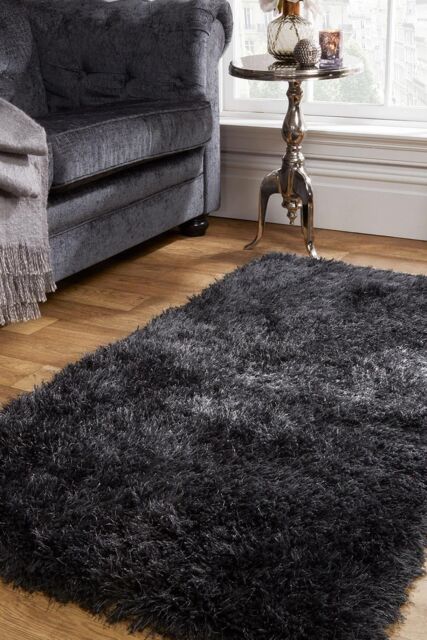 OHS Shaggy Floor Rug Large Plain Soft Sparkle Mat Thick 5cm Pile in ...