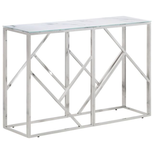 Console Table Silver Stainless Steel and Tempered Glass by Debenhams ...