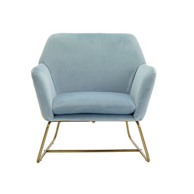 Charles Armchair - Velvet - L66 x W75.5 x H76.5 cm - Sky Blue by ...
