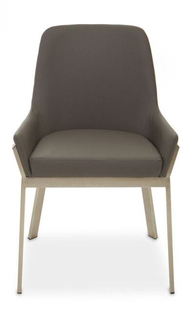 Grey Dining Chair with Flared Back, Curved Back Accent Arm Chair for ...