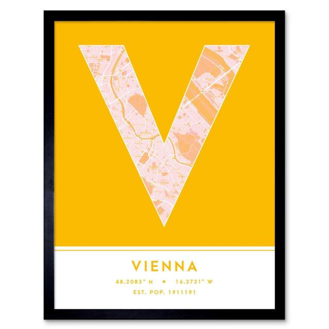 "Wee Blue Coo Wall Art Print Vienna Austria City Map Modern Typography ...