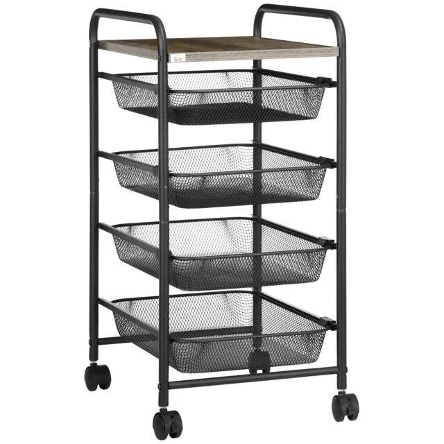 5 Tier Storage Trolley Cart Foldable Rolling Utility Cart by Debenhams ...