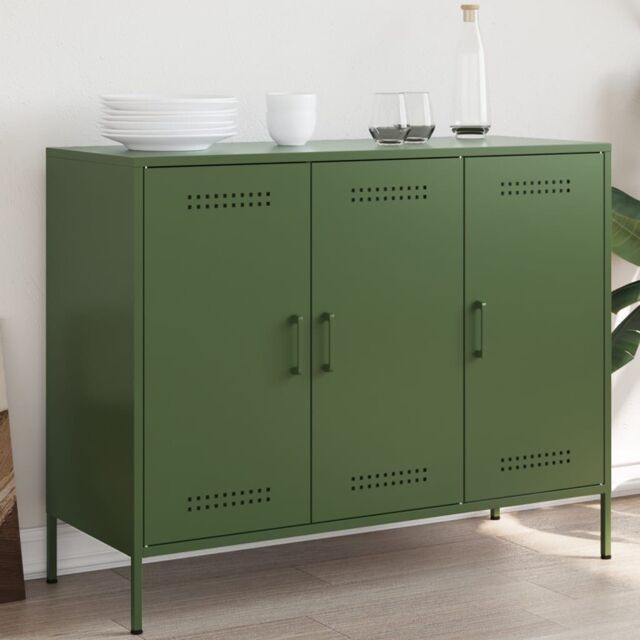 Sideboard Olive Green 100.5x39x79 cm Steel by Debenhams | ufurnish.com