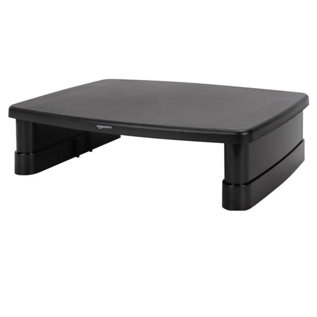 Amazon Basics Rectangle Adjustable Computer Monitor Desk Stand Black by ...