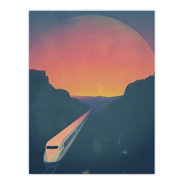 "Artery8 Retro Futurism Sci Fi Planet Train Travel Design Wall Art ...