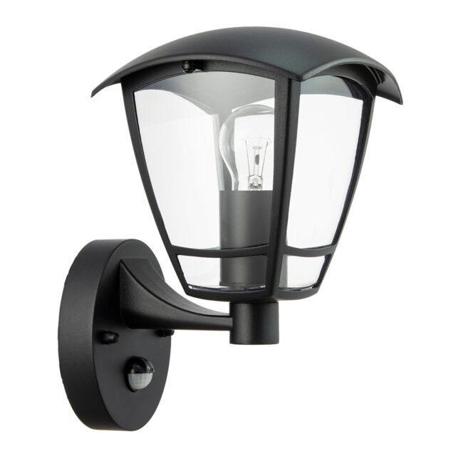 Contemporary Exterior PIR Sensor Wall Light Fitting with Curved Glass ...