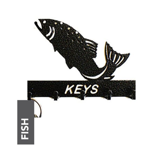 Poppy Forge Fish Key Holder - Rack - Solid Steel - W15 x H9 cm - Black ...