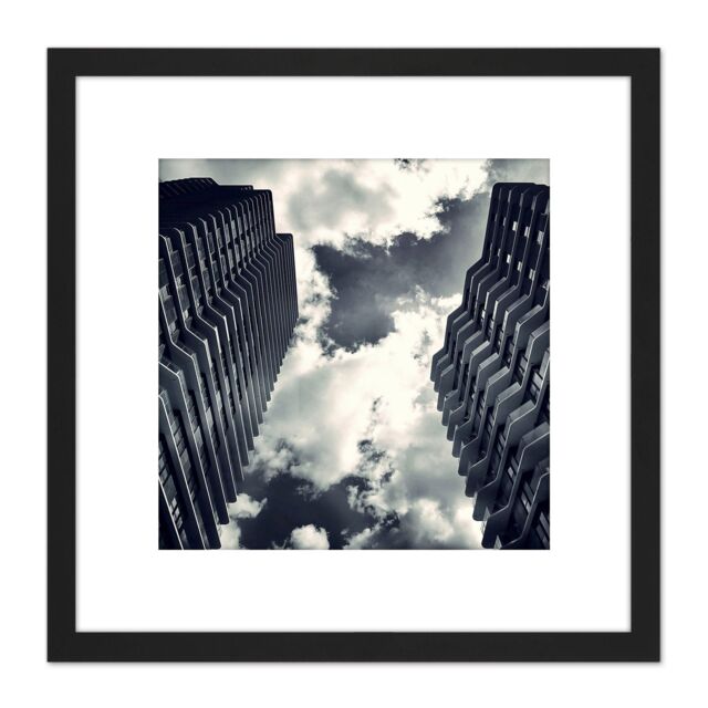 City Buildings Cloudy Sky Photo 8X8 Inch Square Wooden Framed Wall Art ...