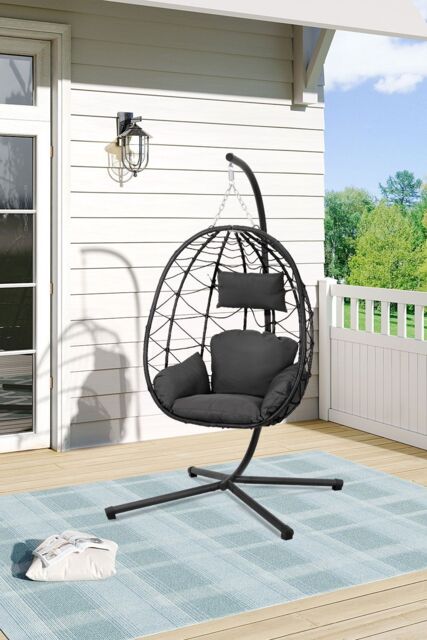 Egg-Shaped Freestanding Hanging Chair with Stand and Cushion by ...