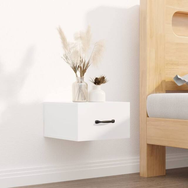 Berkfield Home Wall-mounted Bedside Cabinet High Gloss White 35x35x20 ...