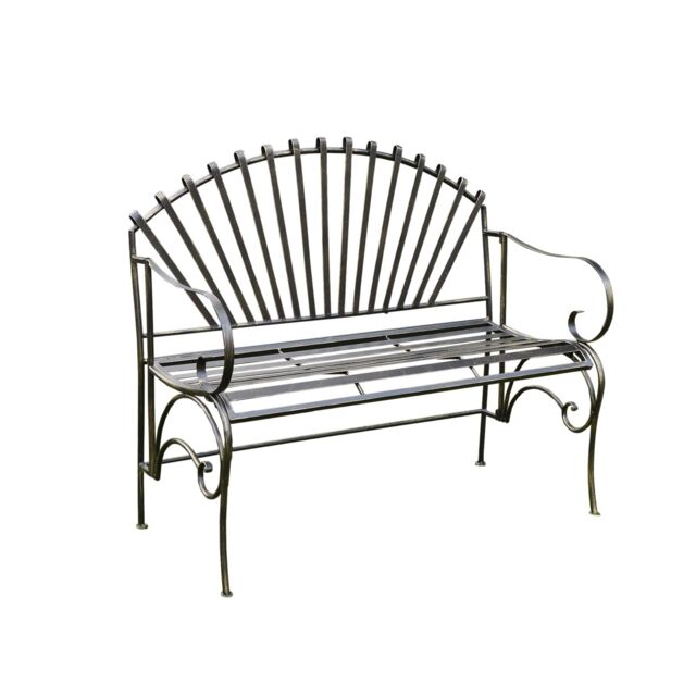 Large Ornate Black Metal Garden Bench 103cm by Debenhams | ufurnish.com