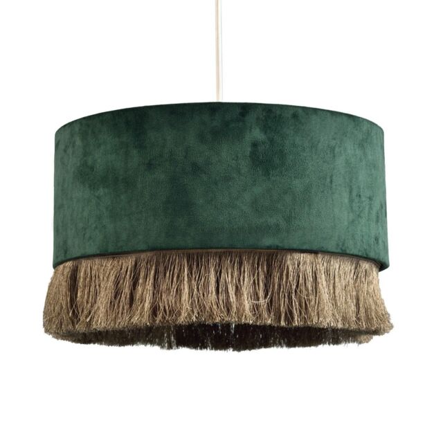 Modern Soft Velvet Pendant Light Shade with Hanging Gold Tassels by ...